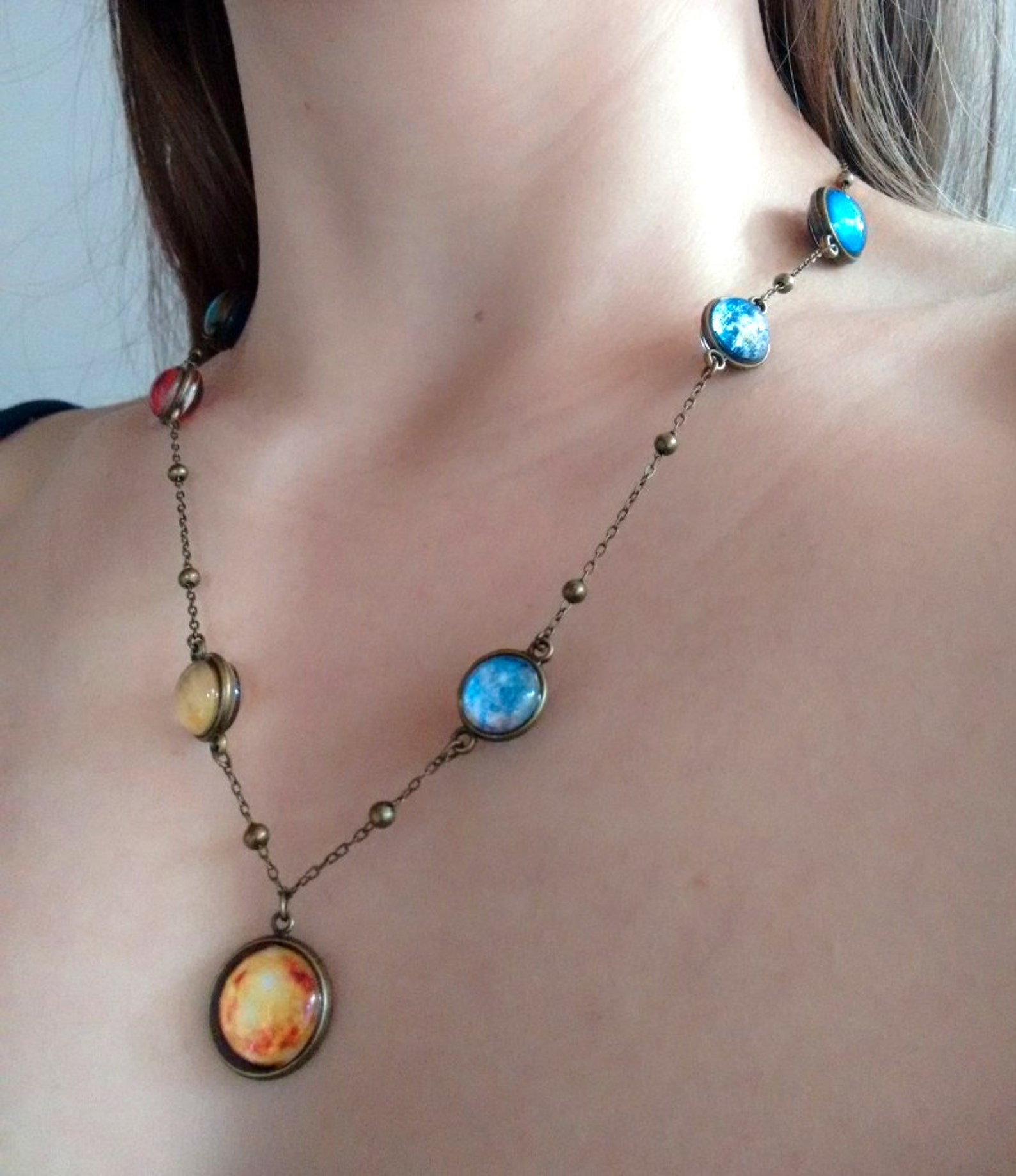 Planet Necklace Necklace With Planets Solar System Necklace - Etsy
