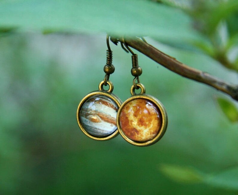 Jupiter and Venus Earrings Jupiter Earrings Planet Earrings | Etsy