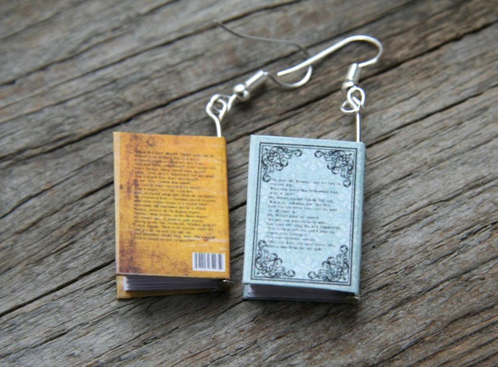 Real Looking Miniature Book Earrings With Pages Classic Novel - Etsy