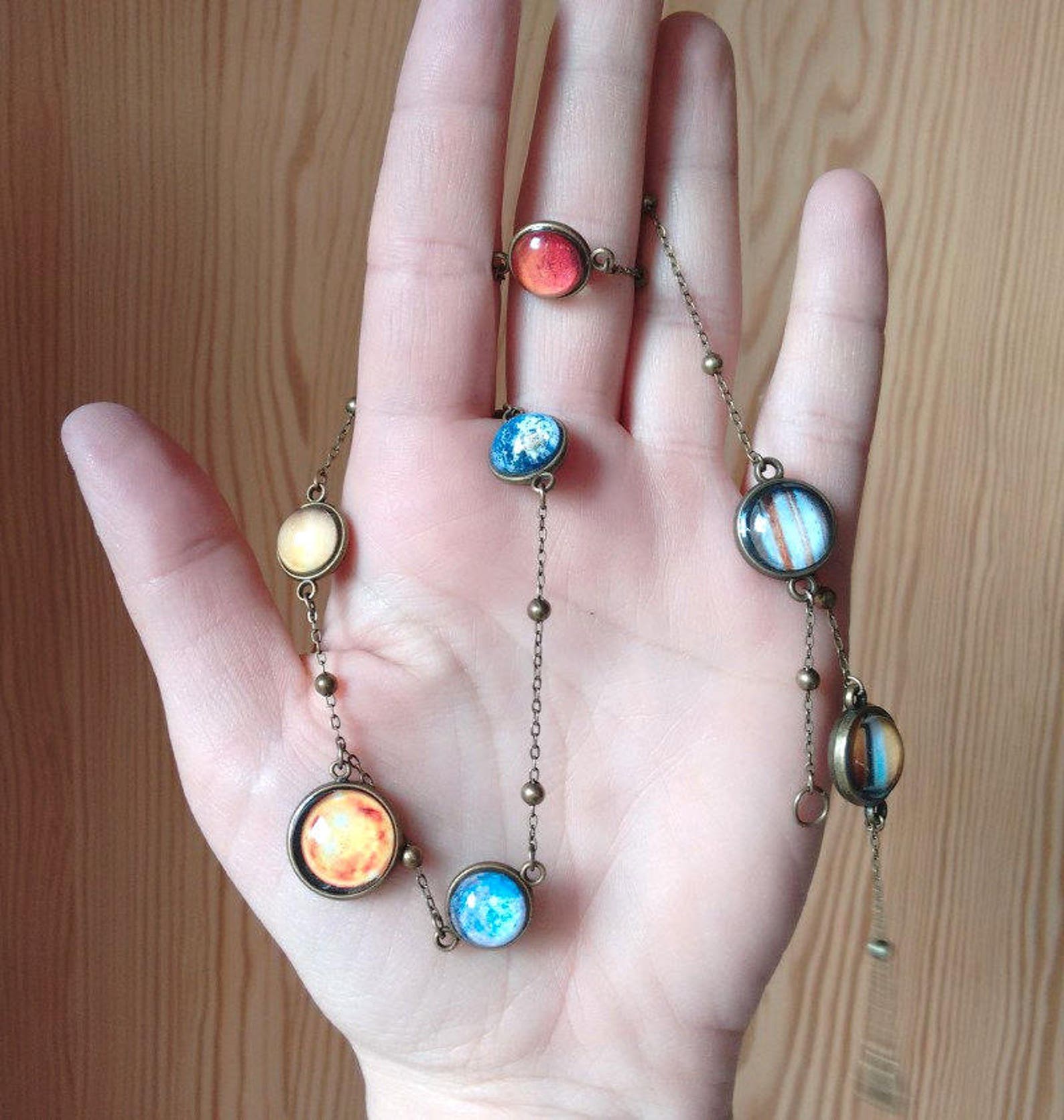 Planet Necklace, Necklace With Planets, Solar System Necklace, Solar ...