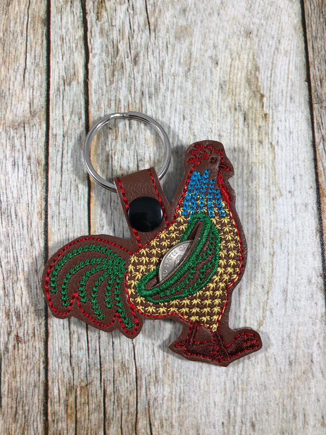 Rooster Gift Rooster Keychain Aldi Keychain Quarter Keeper | Etsy