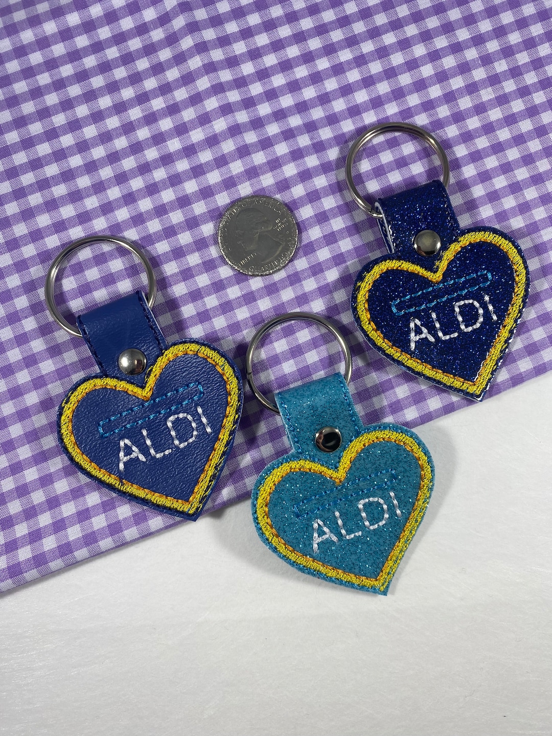 Aldi Keychain, Heart Keychain, Cart Key, Quarter Keeper, Aldi Quarter ...