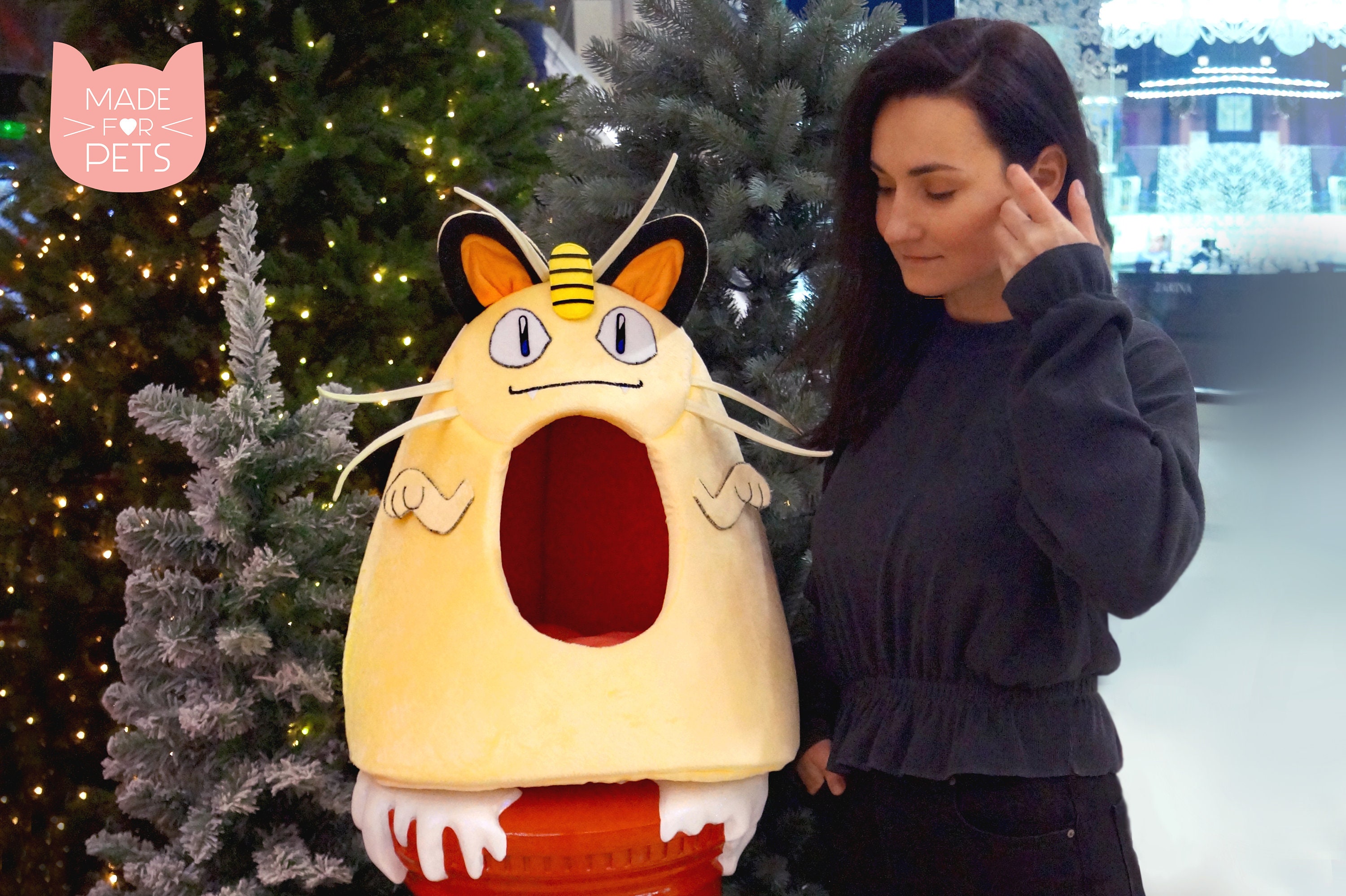 Meowth Cat Bed Pokemon Cat Furniture Christmas Gift Idea - Etsy