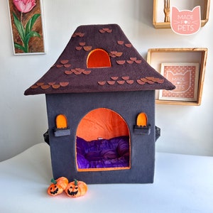 Haunted Mansion Cat House: Halloween Pet Bed, XXL Dog Castle - Etsy
