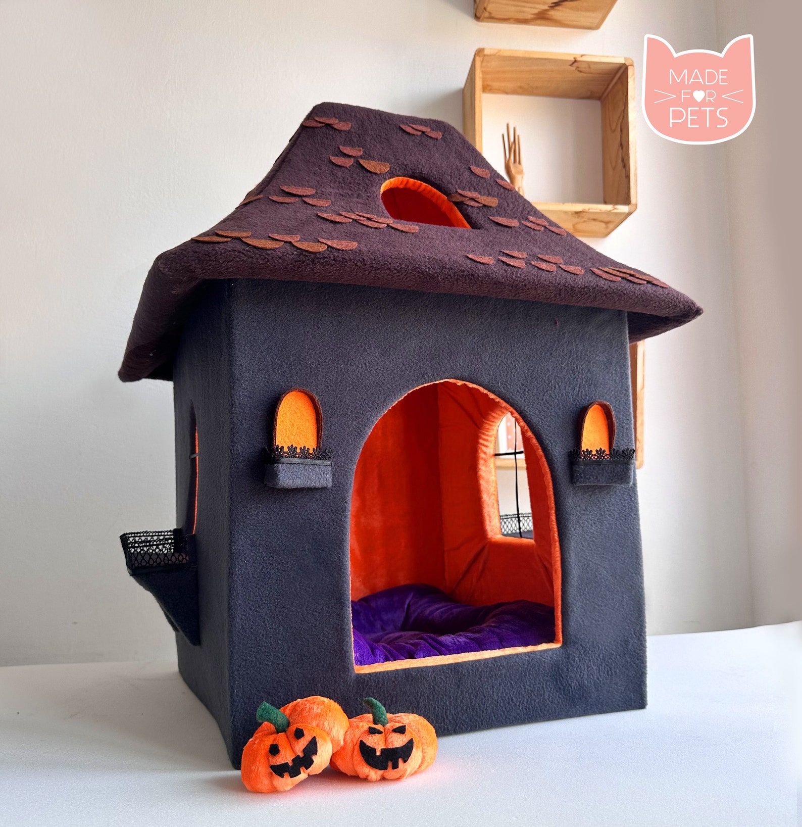 Haunted Mansion Cat House: Halloween Pet Bed, XXL Dog Castle - Etsy