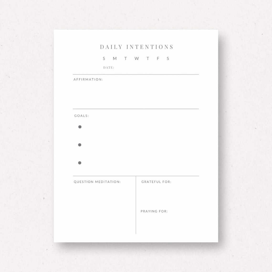 Intentions Journal, Daily Journal, Journal Template, Digital Journal ...