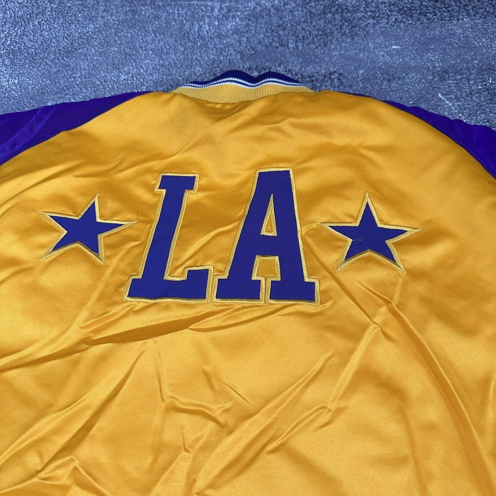 Men's Vintage Nike Team Los Angeles Lakers Yellow Purple Satin Bomber ...