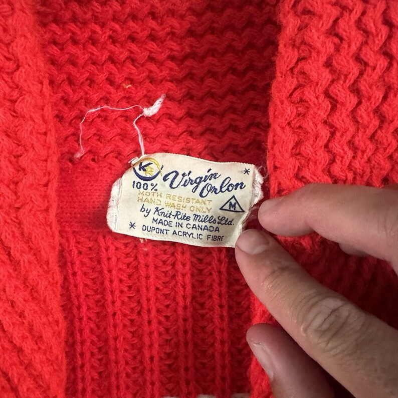 Men's Vintage 60's Knit Rite Canada Cowichan Knit Tribal Red Sweater ...