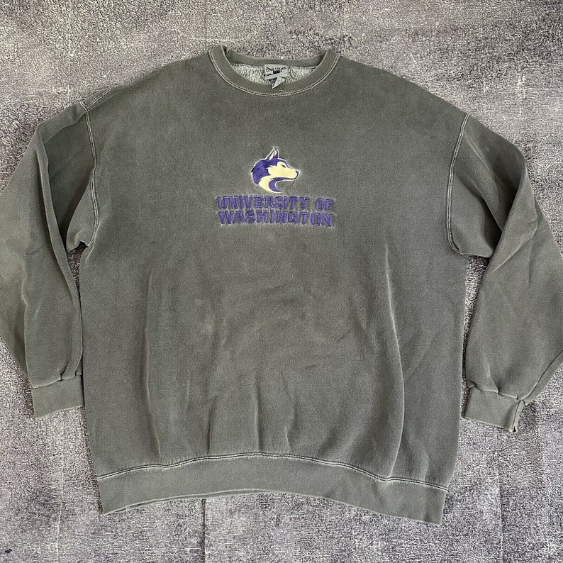 Mens Vintage 90s University of Washington Huskies Gray Crewneck ...