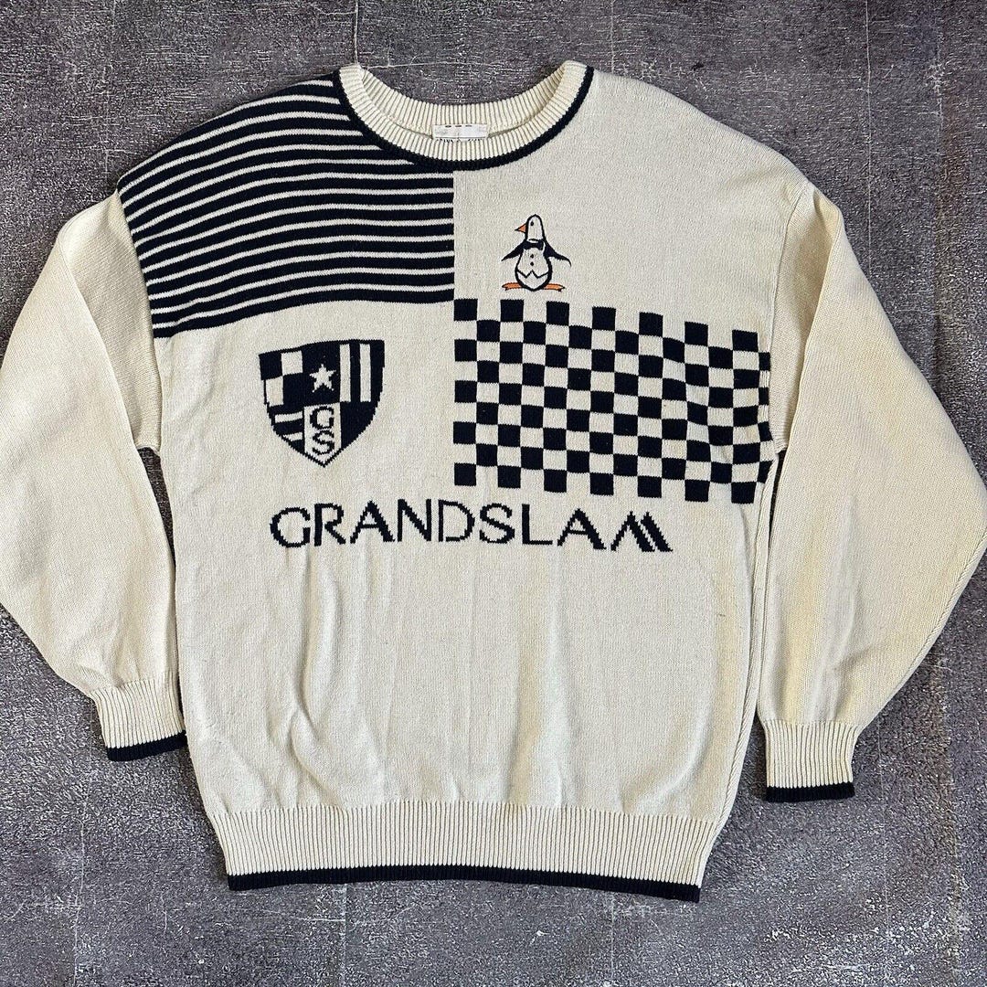 Men's Vintage Munsingwear Grand Slam Penguin White Crewneck Golf ...