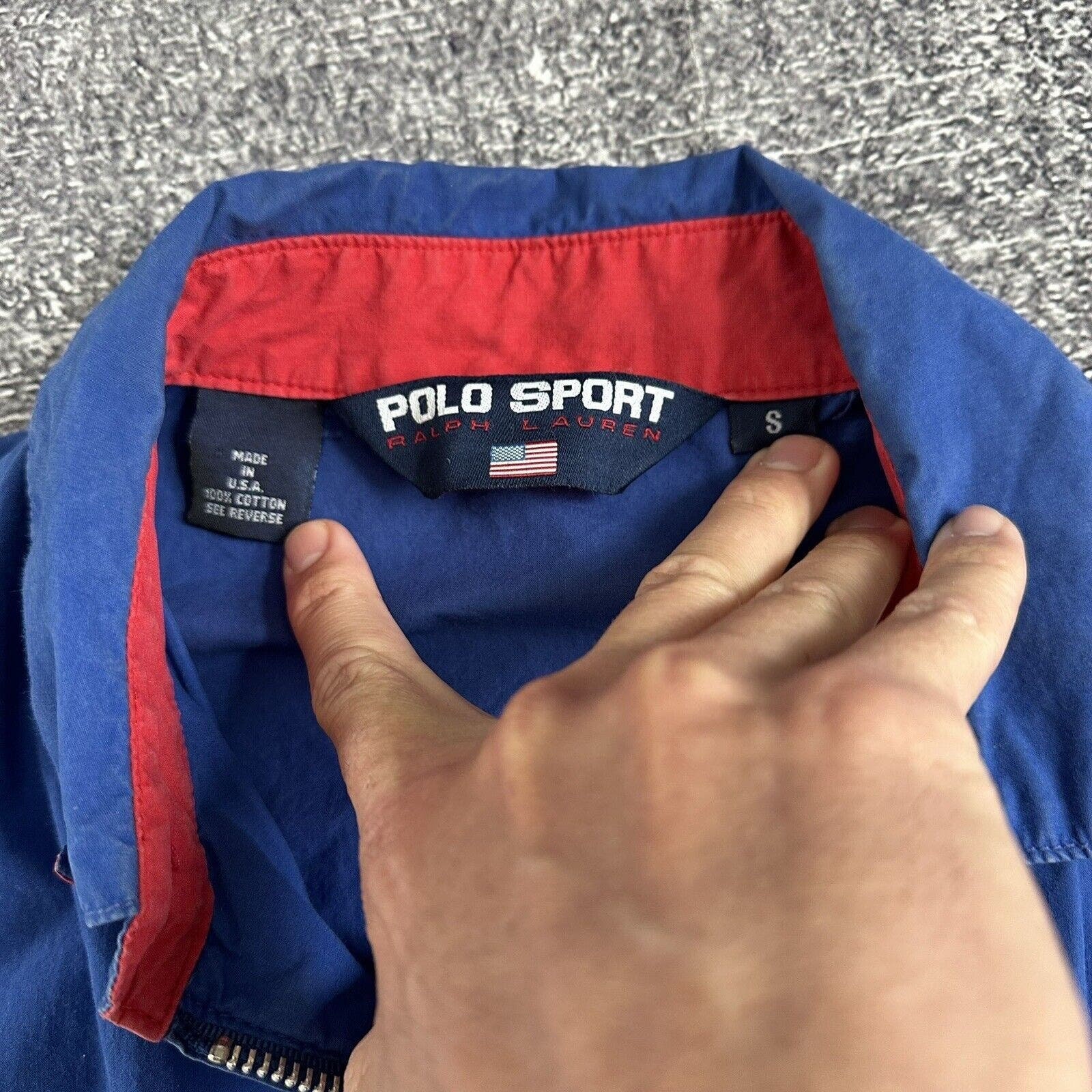 Mens Vintage 90s Polo Sport Ralph Lauren Blue Red Zip up Windbreaker ...