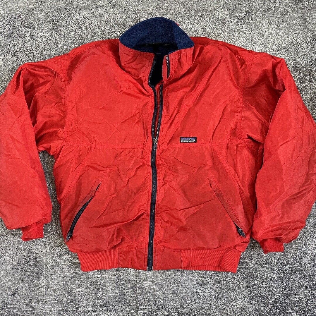 Men's Vintage 90's Patagonia USA Red Navy Blue Fleece Lined Bomber ...