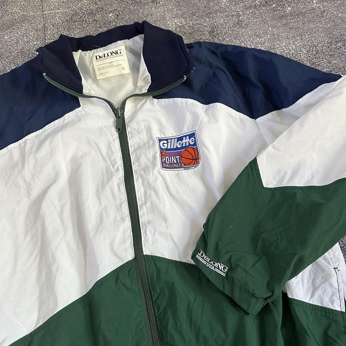 Men's Vintage 90s Gillette 3 Point Challenge Blue White Windbreaker ...