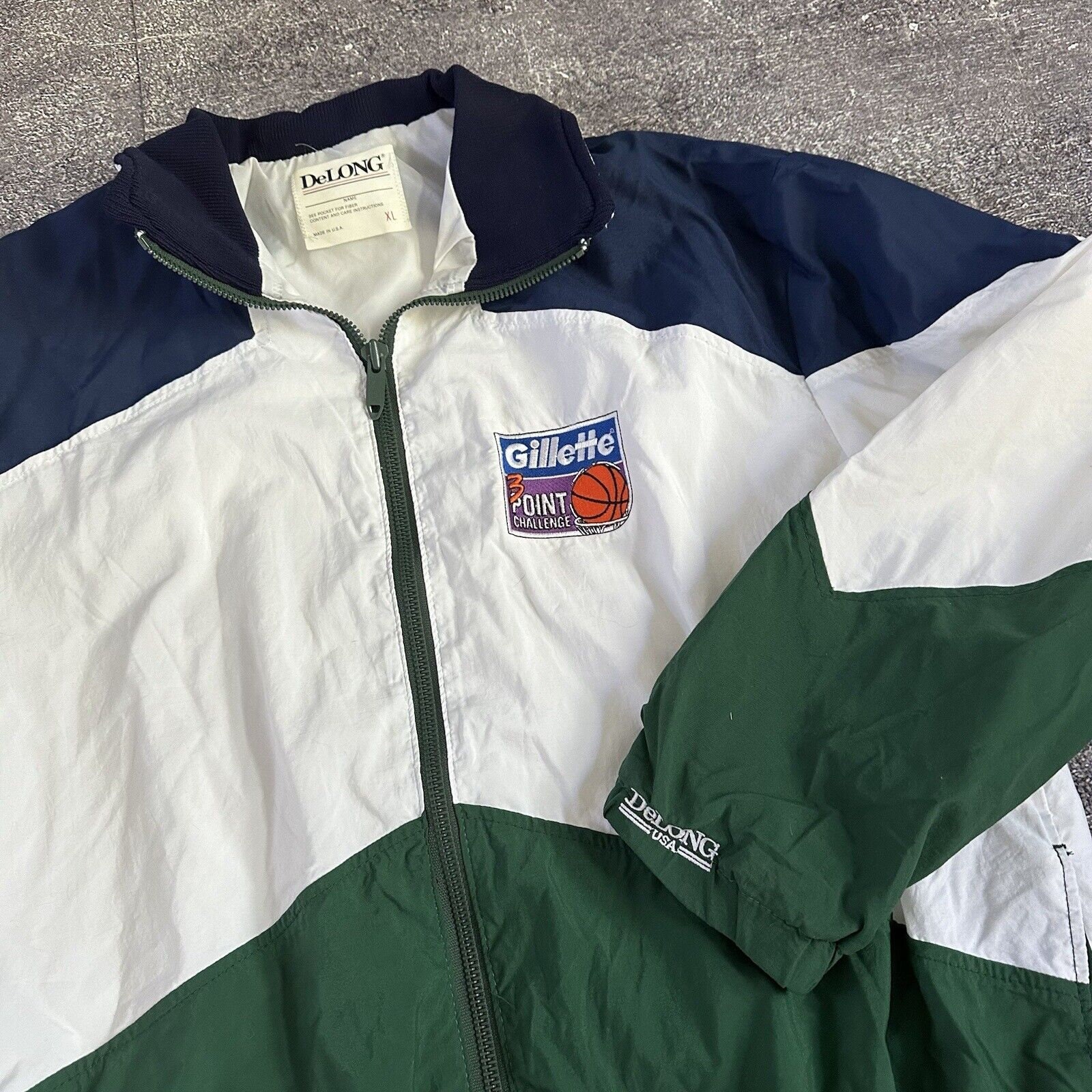 Men's Vintage 90s Gillette 3 Point Challenge Blue White Windbreaker ...