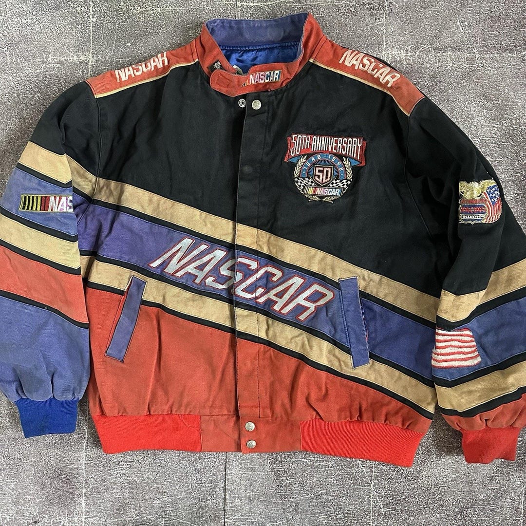 Mens Vintage 90s Jeff Hamilton Racing NASCAR 50th Anniversary Bomber ...