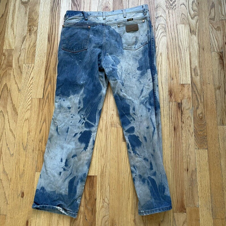 Men's Vintage 90's Wrangler USA Custom Acid Washed Denim Blue Jeans Sz ...