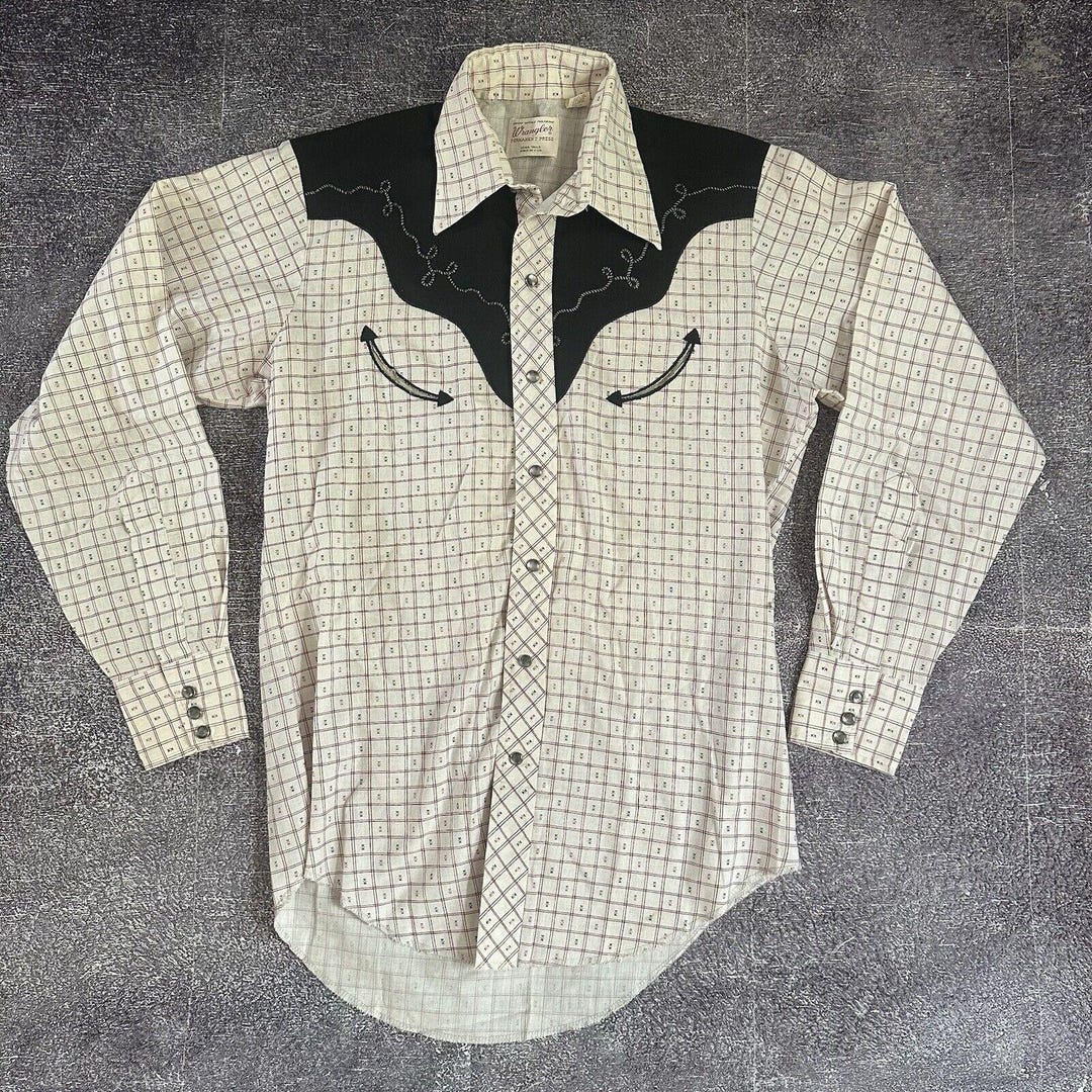 Men's Vintage 70's Wrangler Western Wear Pearl Snap Button up Cowboy ...