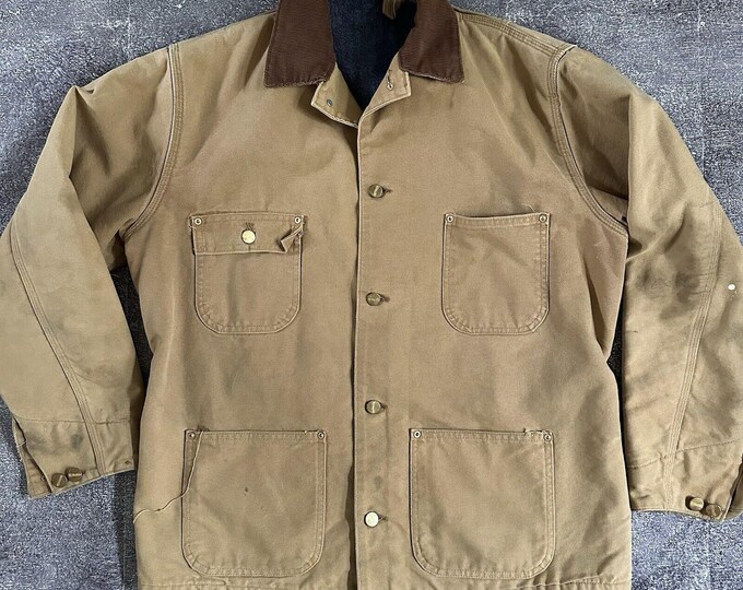 Men's Vintage 90's Carhartt USA Blanket Lined Canvas Chore Coat Barn Jacket Sz L - Etsy