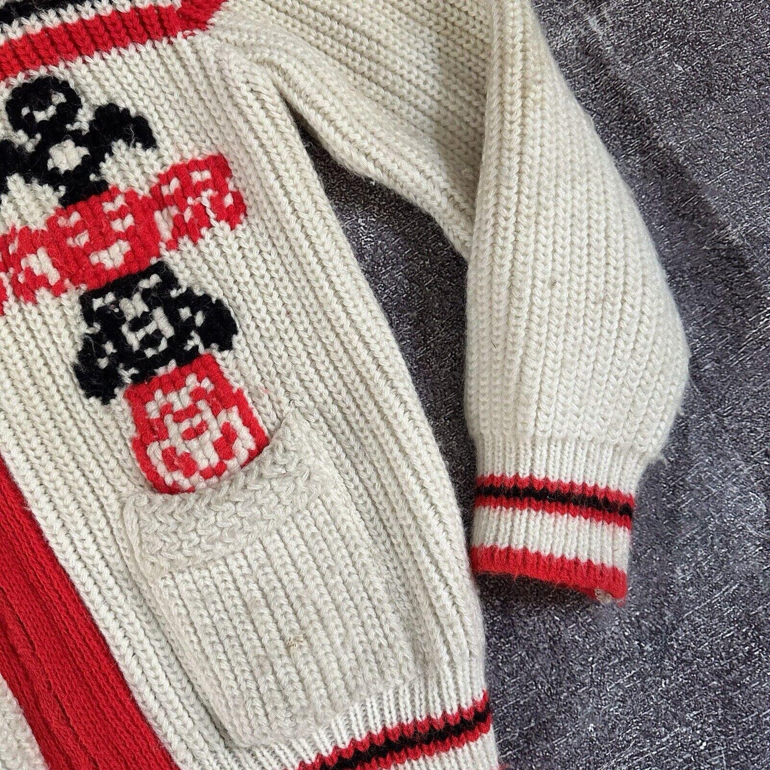 Men's Vintage 60's Knit Rite Canada Cowichan Knit Tribal Red Sweater ...