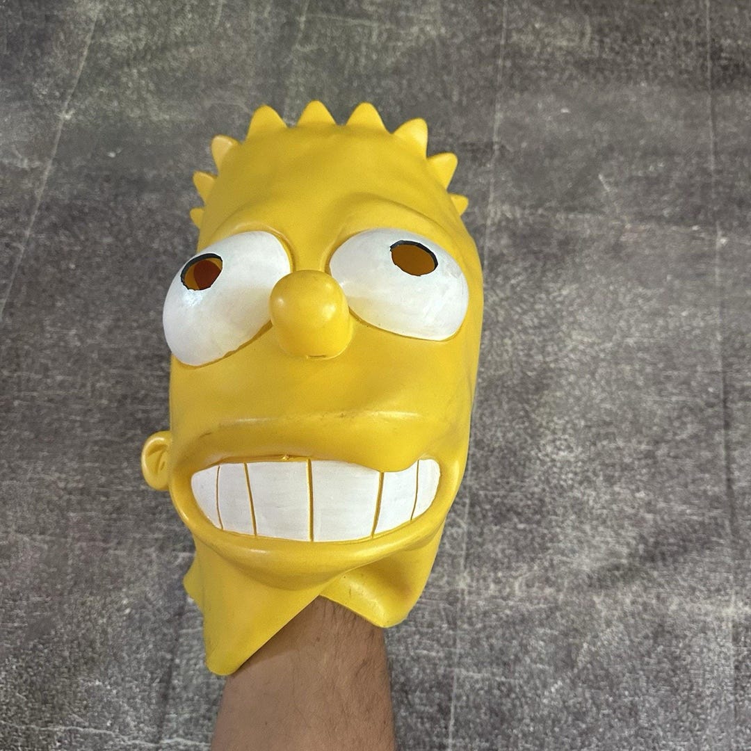 Men's Vintage 90's FOX the Simpsons Bart Simpson Rubber Halloween Mask ...