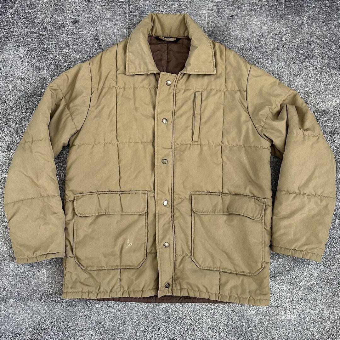 Men's Vintage 70's Sears Quilted Hunting Button up Insulated Shirt ...