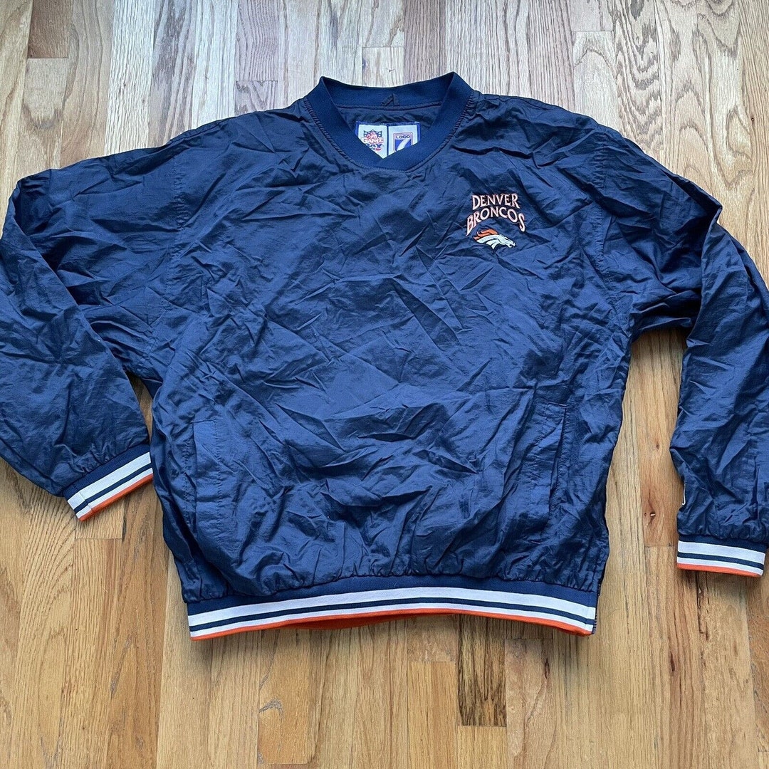 Men's Vintage 90's NFL Logo 7 Denver Broncos Navy Blue Windbreaker ...