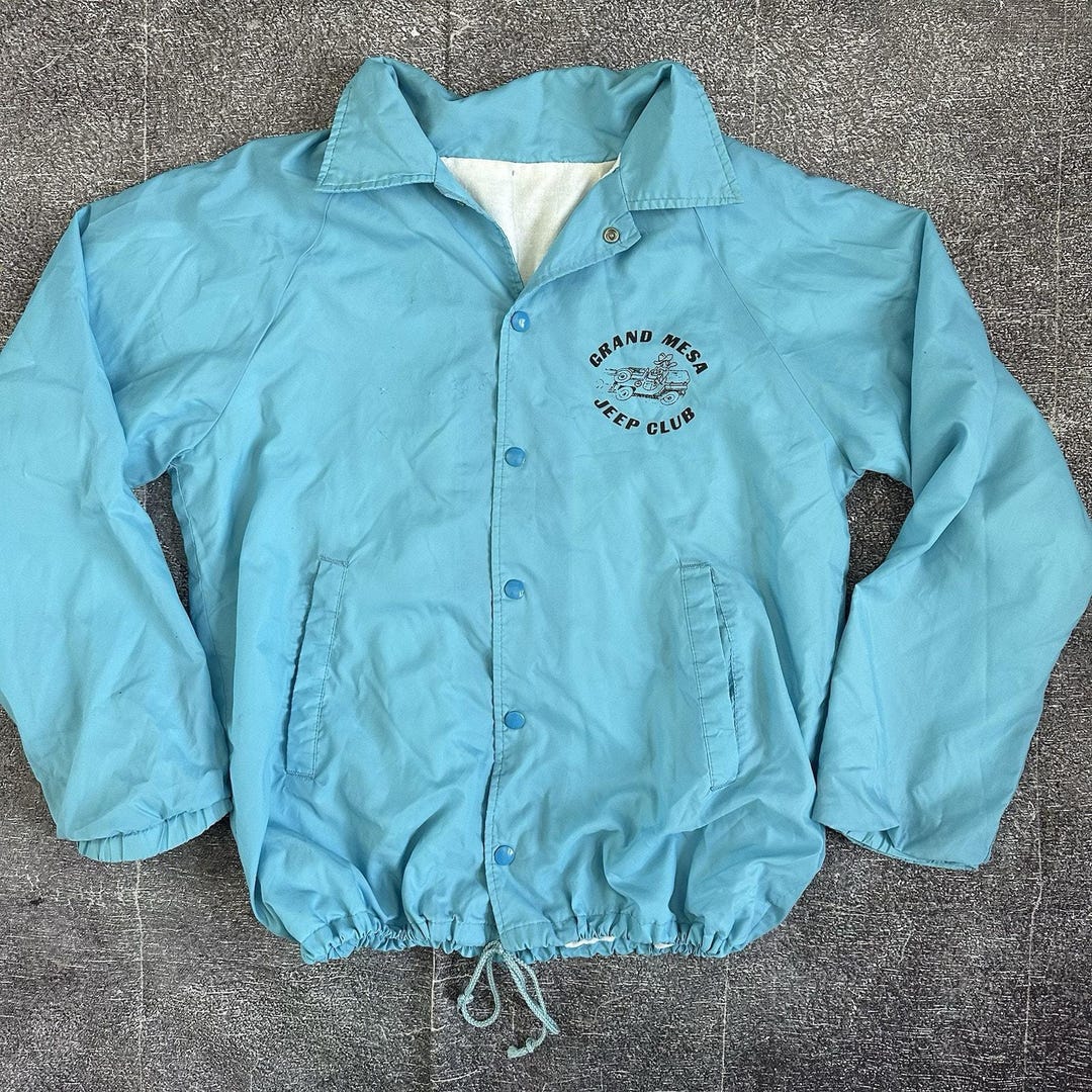 Men's Vintage 90s Grand Mesa Jeep Club Powder Blue Windbreaker Coach ...