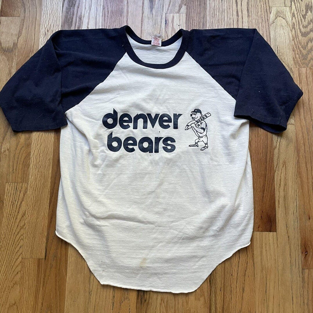 Mens Vintage 70s Denver Bears Baseball Raglan 3/4 Sleeve Jersey T Shirt ...