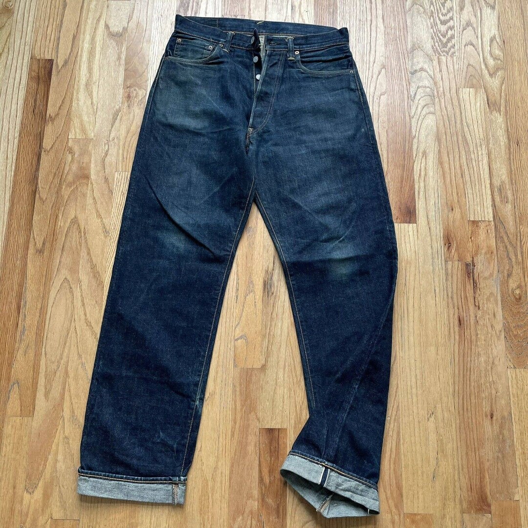 Men's Vintage Yamane Evisu Japan Selvedge Denim Button Fly Blue Jeans ...