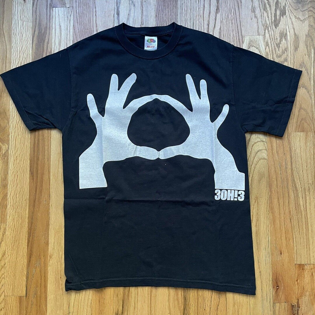 Men's Vintage 00's 3OH!3 Big Hands 303 Logo Concert Tour Band T Shirt ...