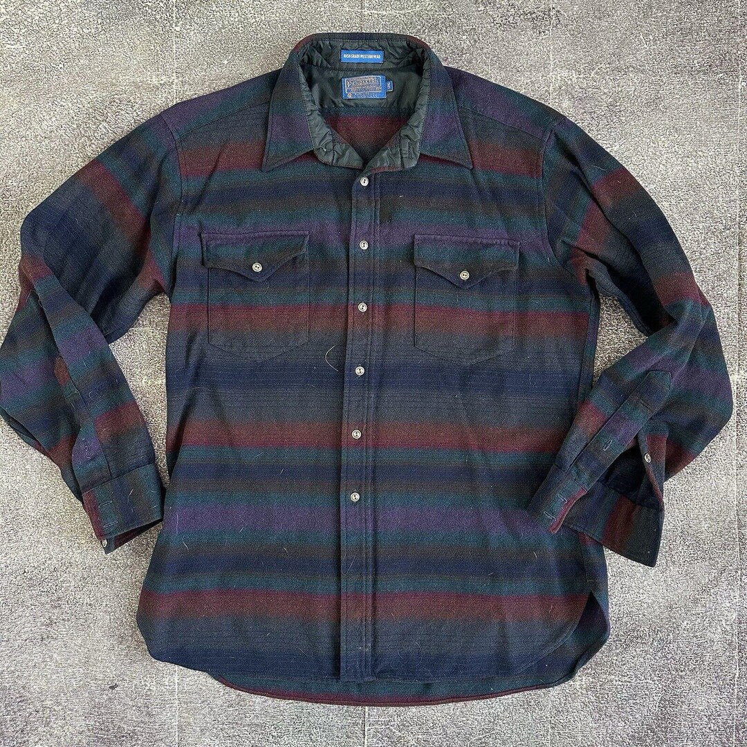 Men's Vintage 90's Pendleton Western Wear Wool Board Trail Flannel ...