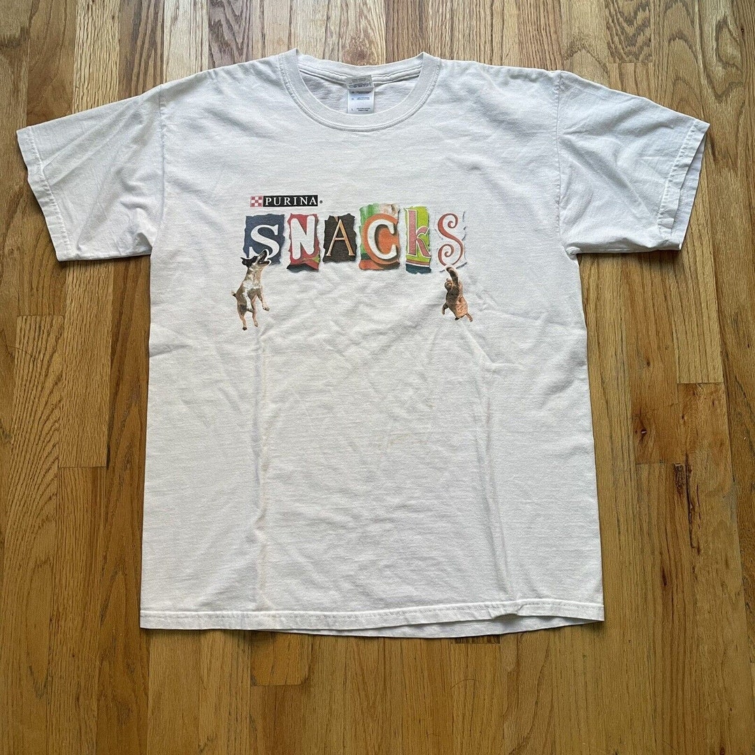 Men's Vintage Purina Snacks Dog Cat Treats White Graphic Promo T Shirt ...
