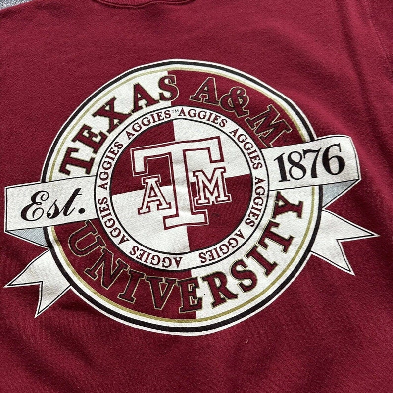 Men's Vintage 90's Logo 7 Texas A&M Aggies Maroon Red Crewneck ...