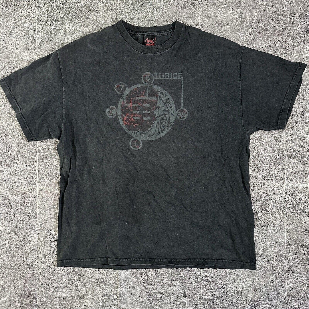 Men's Vintage Y2K Cinder Block Thrice Screamo Punk Band Black T Shirt ...