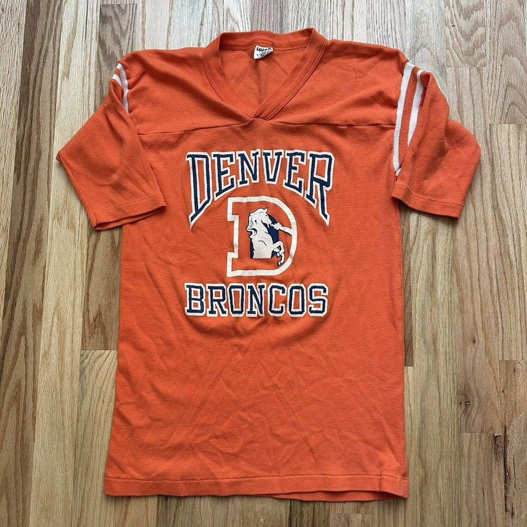 Men's Vintage 70's Logo 7 Denver Broncos Orange Crush Jersey T Shirt ...