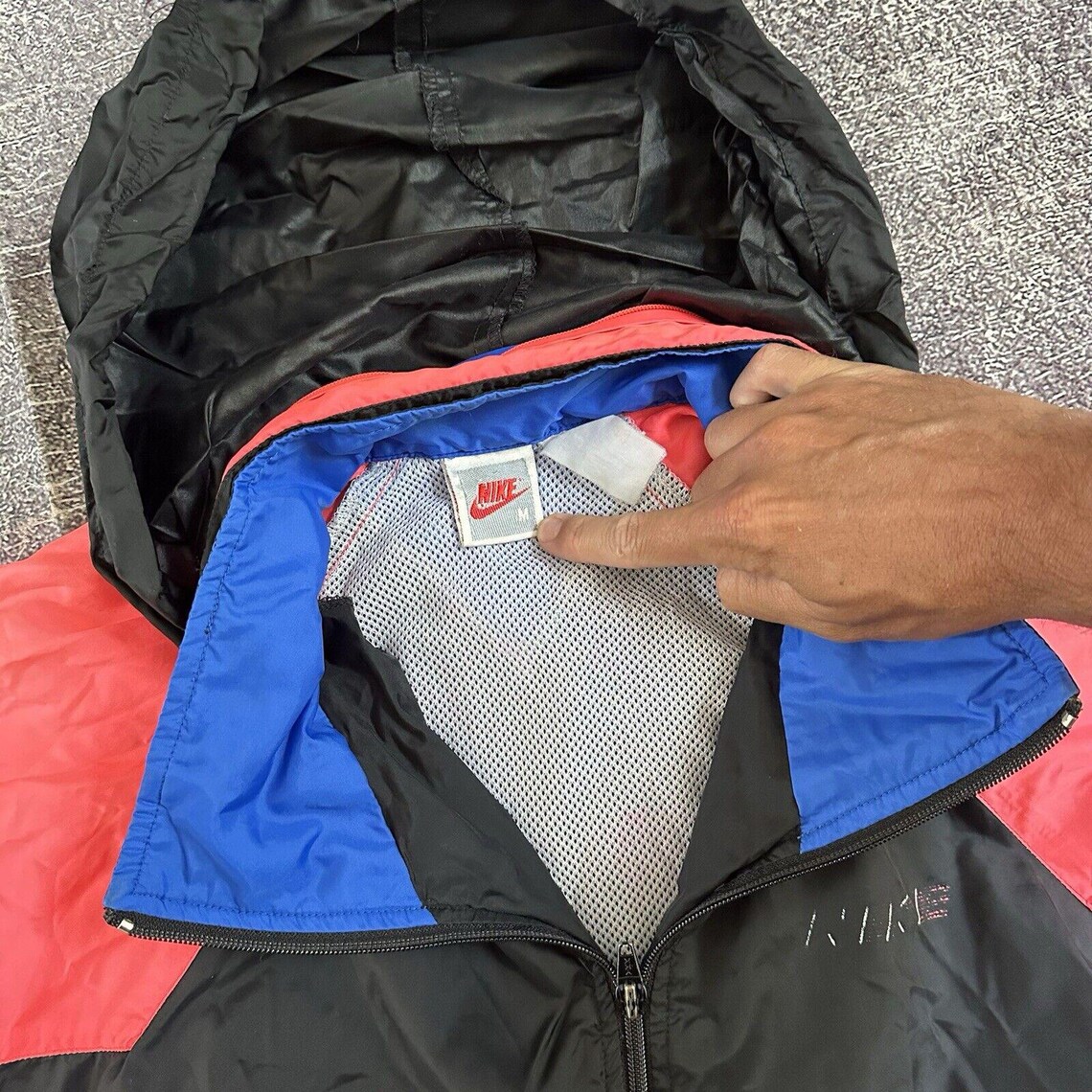 Men's Vintage 90s Nike Gray Tag Pink Blue Black Color Block Windbreaker ...