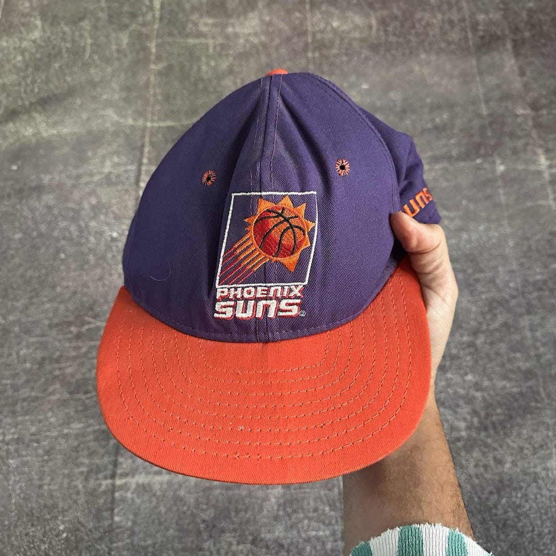 Men's Vintage 90's AJD Phoenix Suns Purple Orange Plain Logo Snapback ...