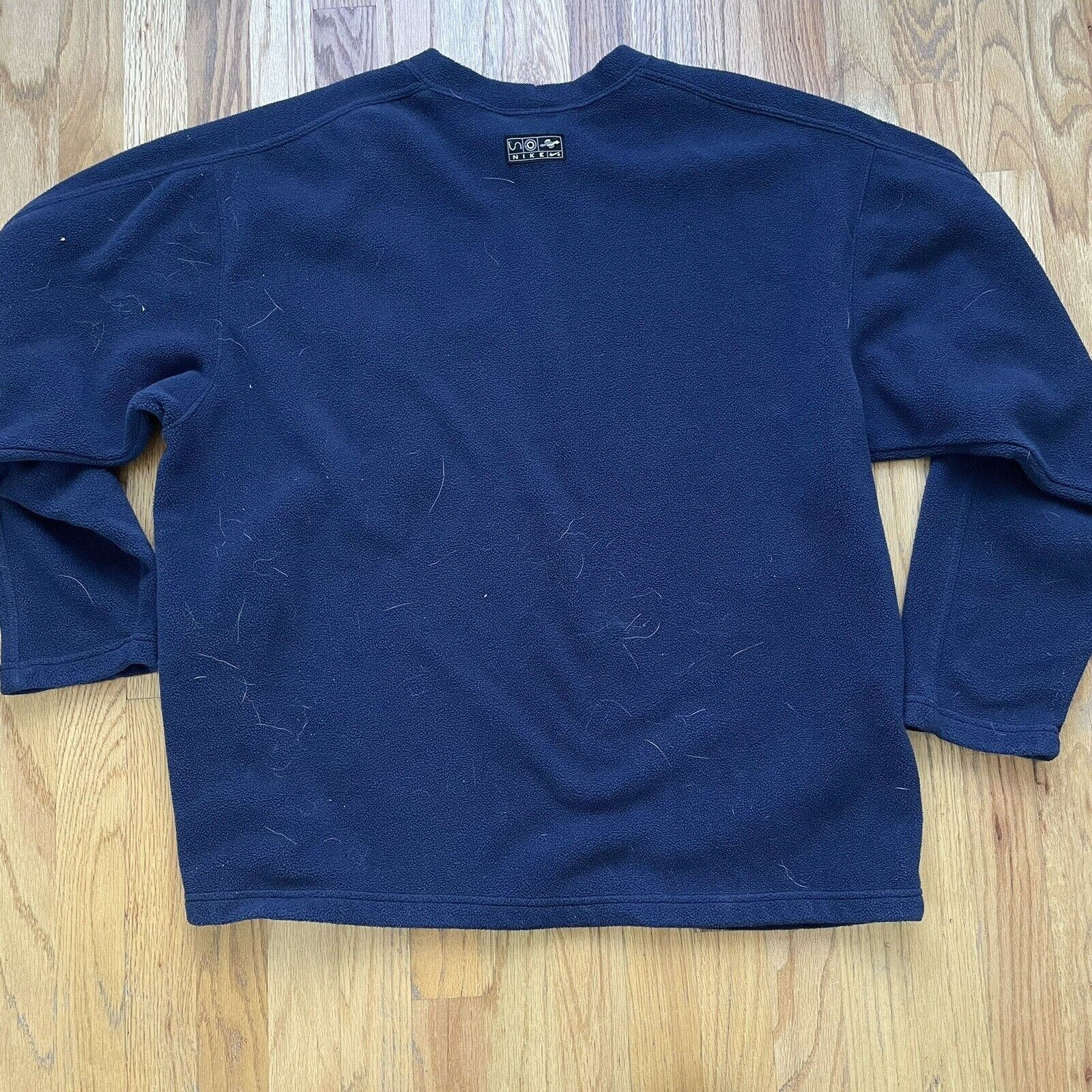 Men's Vintage 90's Nike Mini Swoosh Check Navy Blue Fleece Crewneck ...