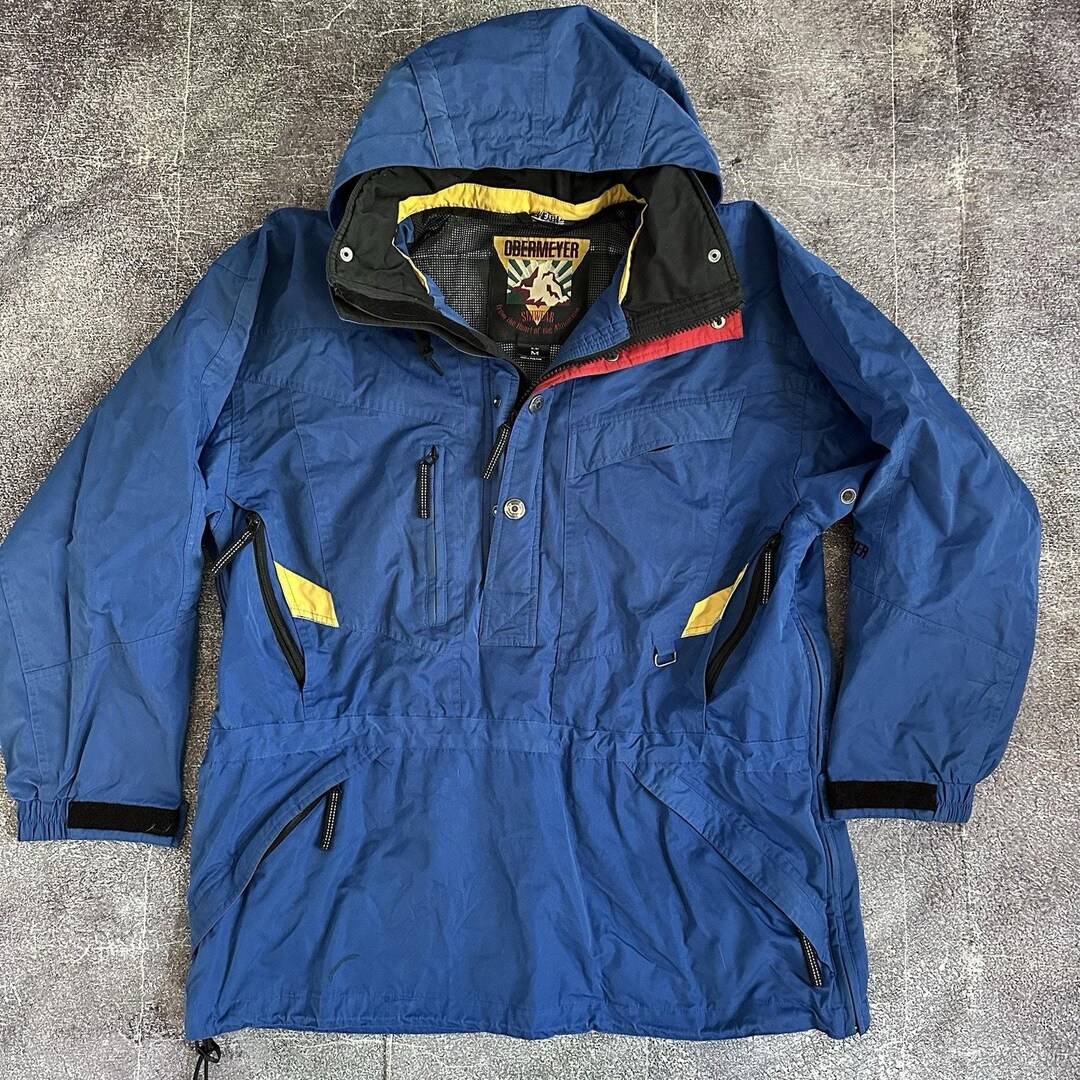 Men's Vintage 90's Obermeyer Blue Yellow Mesh Lined Winter Snow Ski ...