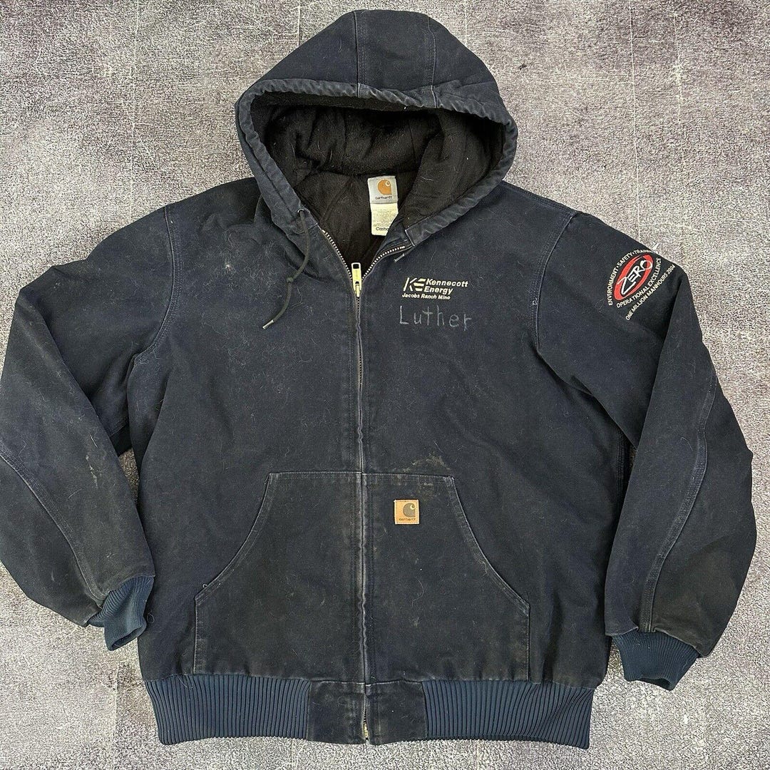 Men's Vintage Carhartt J130 Insulated Washed Duck Navy Blue Active ...