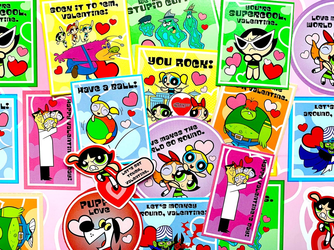 Vintage Mystery Power Puff Girls Valentine’s Day Card Packs - 5 Cards ...