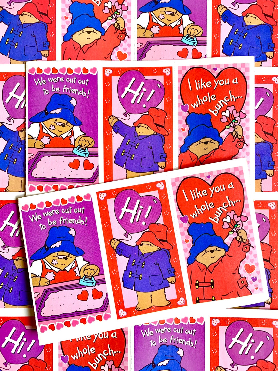 90’s Paddington Bear Valentine’s Day Card Sets - 3 Cards - Etsy