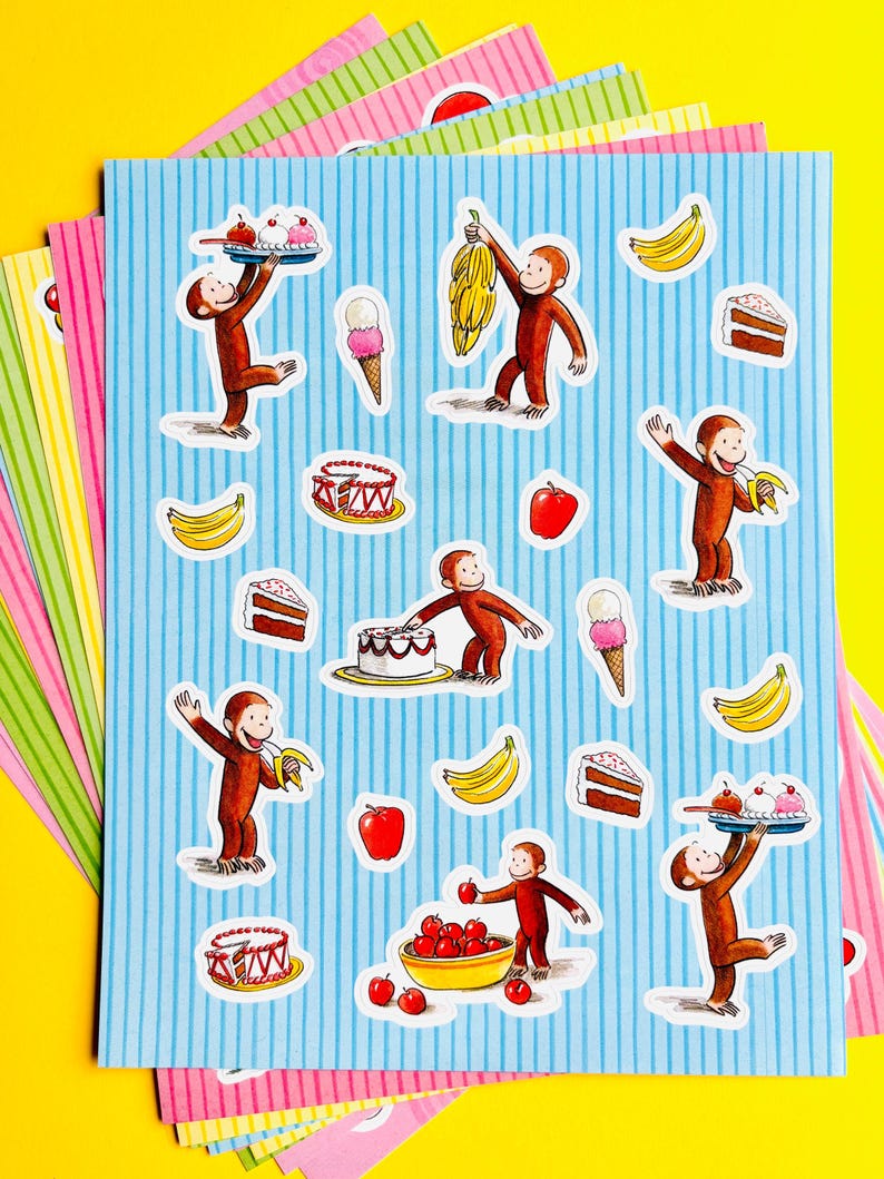 Curious George Sticker Sheets - 10 Sheets - Etsy
