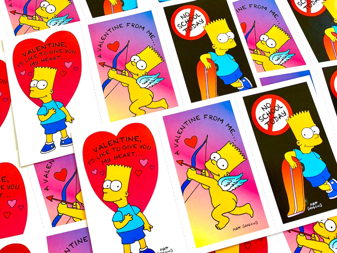 90’s Bart Simpsons Valentine’s Day Card Sets - Etsy