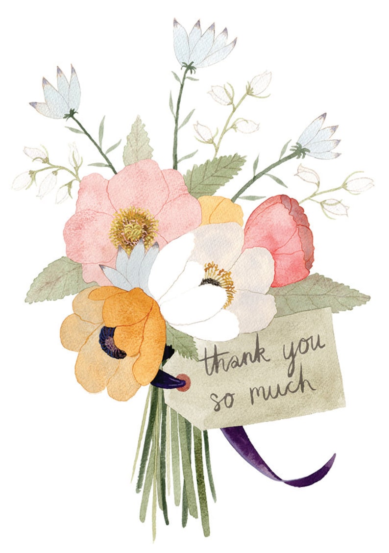 Thank You Card 'thank You Flowers' - Etsy