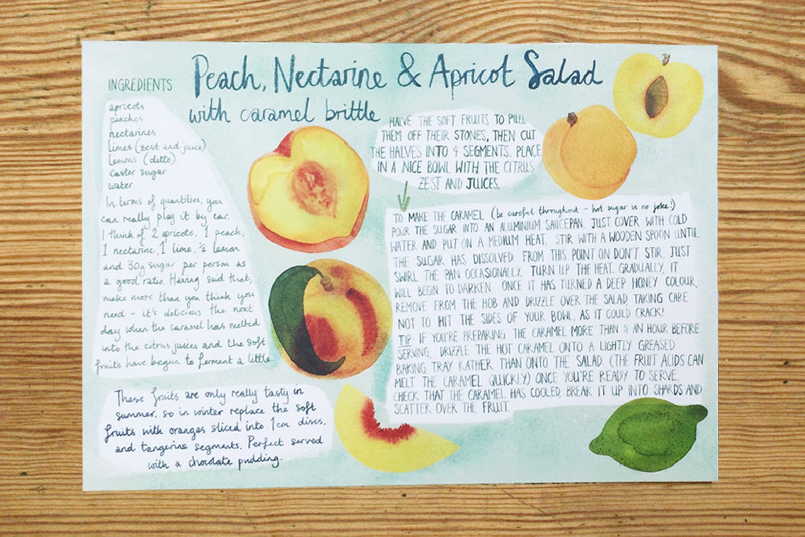 Recipe Card 'fruit Salad' - Etsy UK