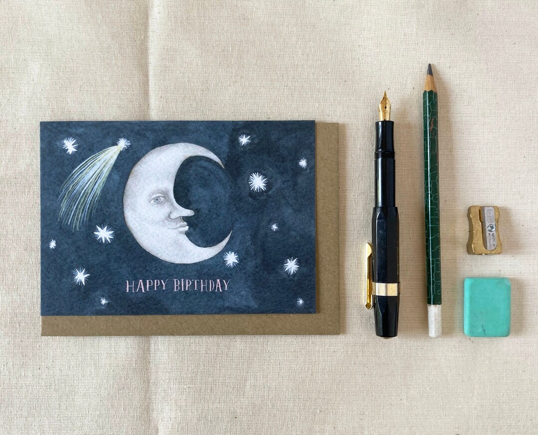 Birthday Card, 'moon & Stars' - Etsy
