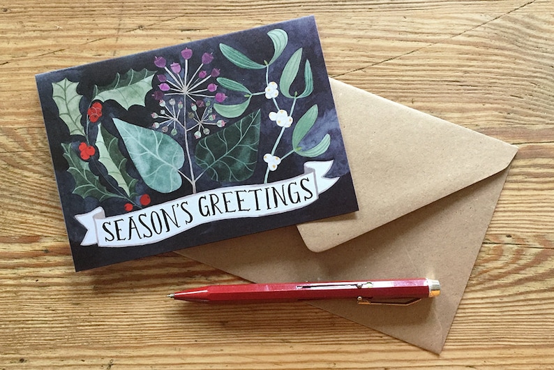 Christmas Card 'Season's Greetings' | Etsy