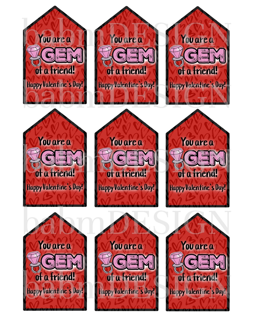 Valentine Printable Gift Tags, Ring Pop Gift Tags, Ring Pop Valentines ...