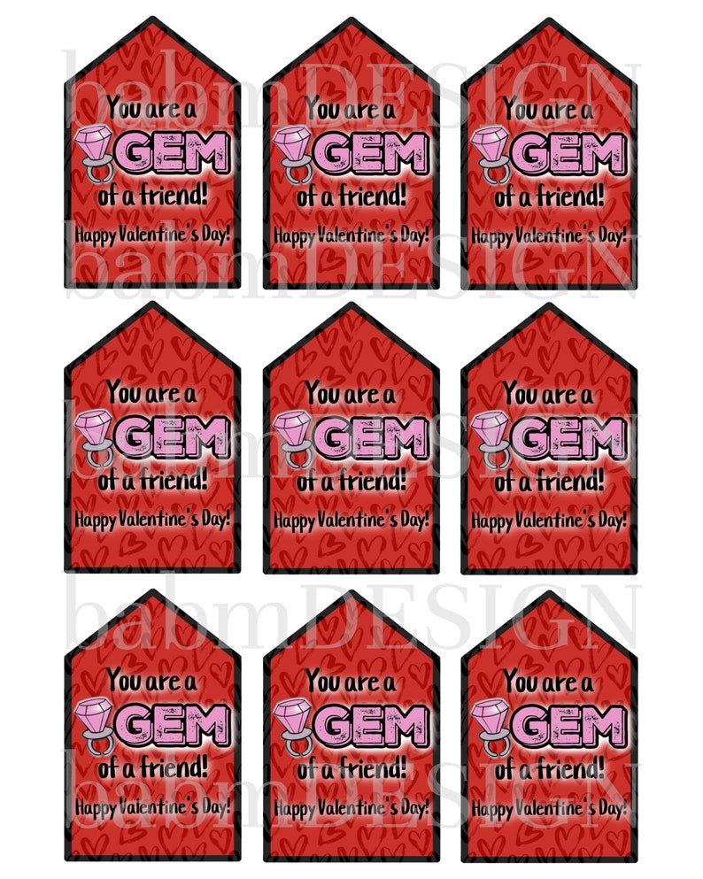 Valentine Printable Gift Tags, Ring Pop Gift Tags, Ring Pop Valentines ...
